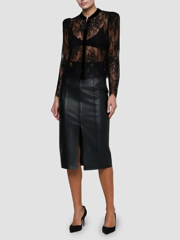 L'Agence Dorothea Velvet Lace Blouse - Black