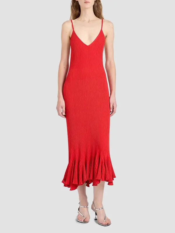 Proenza Schouler Giuditta Ribbed Godet-hem Midi-dress