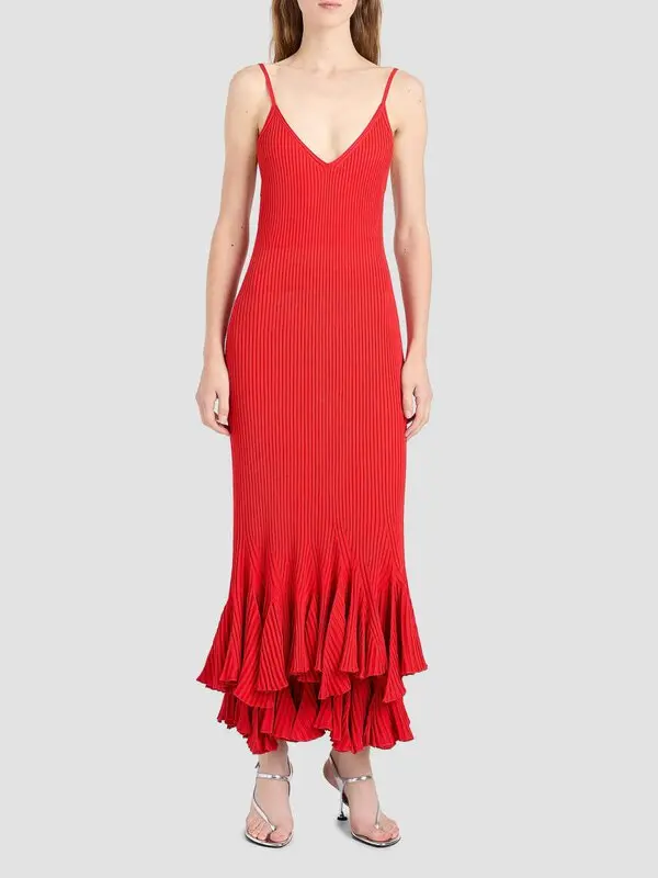 Proenza Schouler Giuditta Ribbed Godet-hem Midi-dress