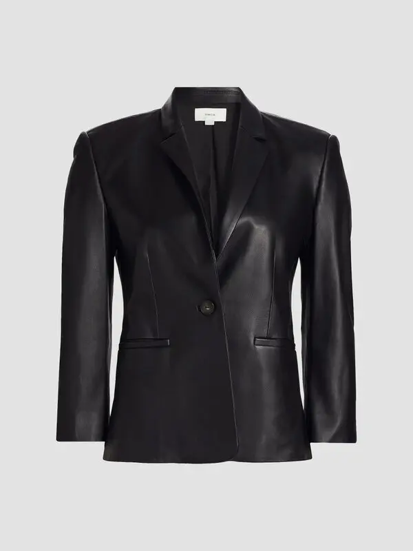 Vince Leather Shrunken Blazer