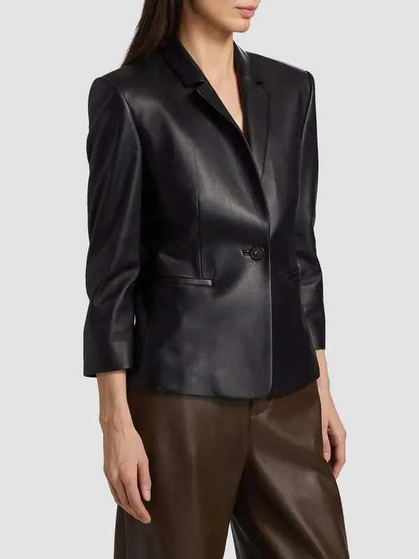 Vince Leather Shrunken Blazer