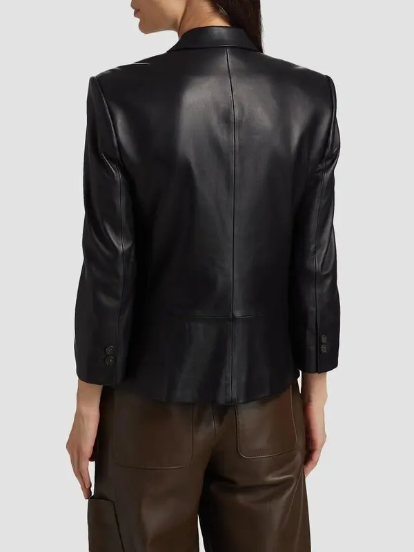 Vince Leather Shrunken Blazer