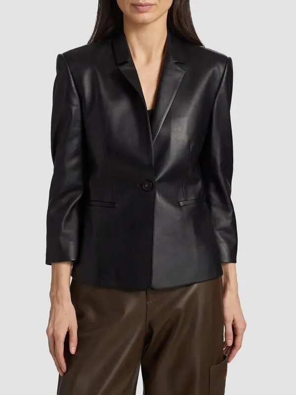 Vince Leather Shrunken Blazer
