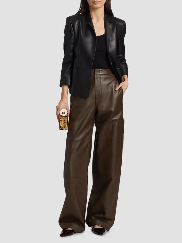 Vince Leather Shrunken Blazer