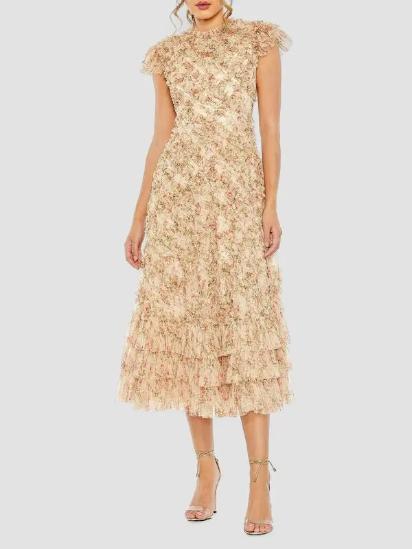 Mac Duggal Floral Ruffle Cocktail Dress