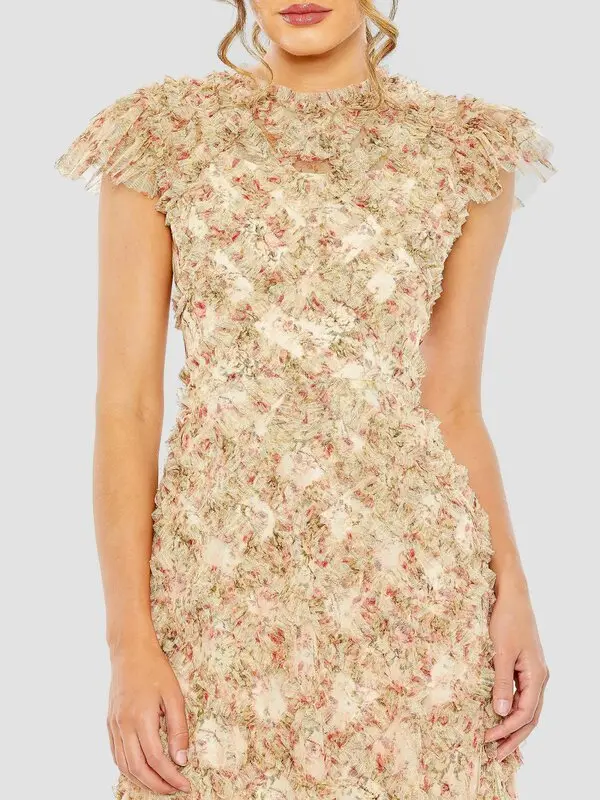 Mac Duggal Floral Ruffle Cocktail Dress