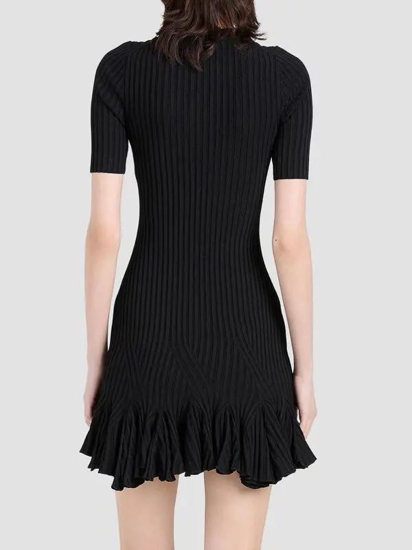 Proenza Schouler Leandra Ribbed Godet-hem Minidress