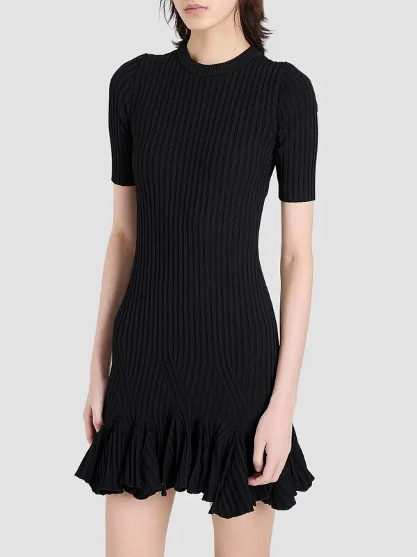 Proenza Schouler Leandra Ribbed Godet-hem Minidress