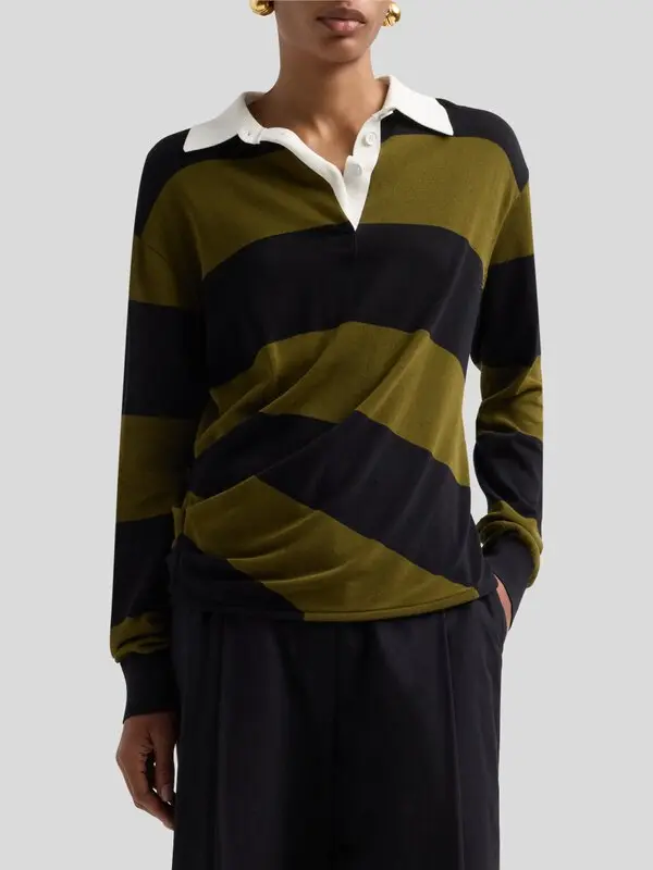 Proenza Schouler Corinna Striped Cotton Rugby Top