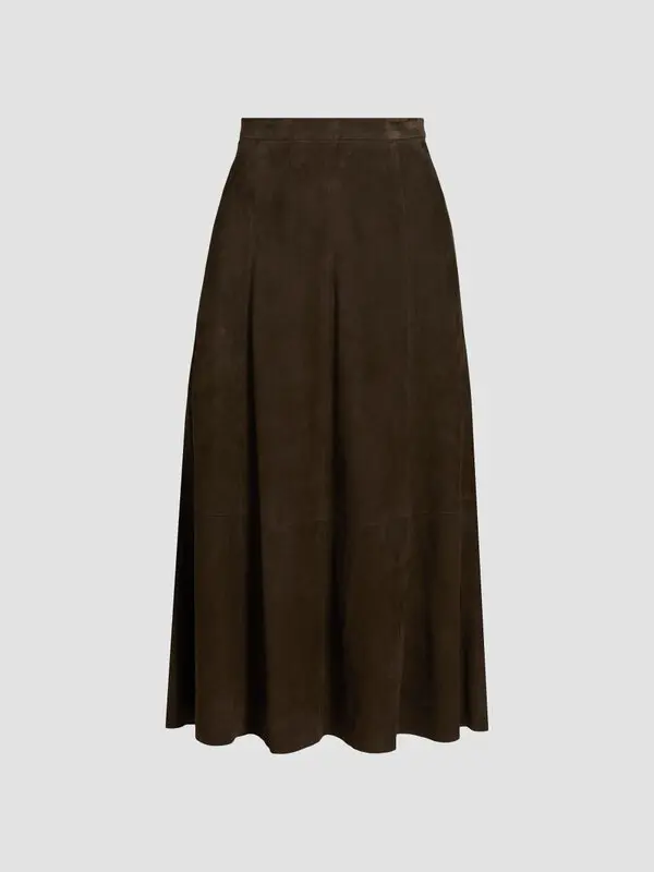 Vince Flared Suede Midi-skirt