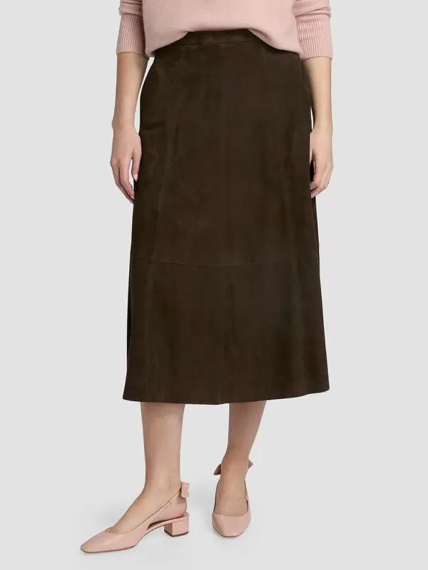 Vince Flared Suede Midi-skirt