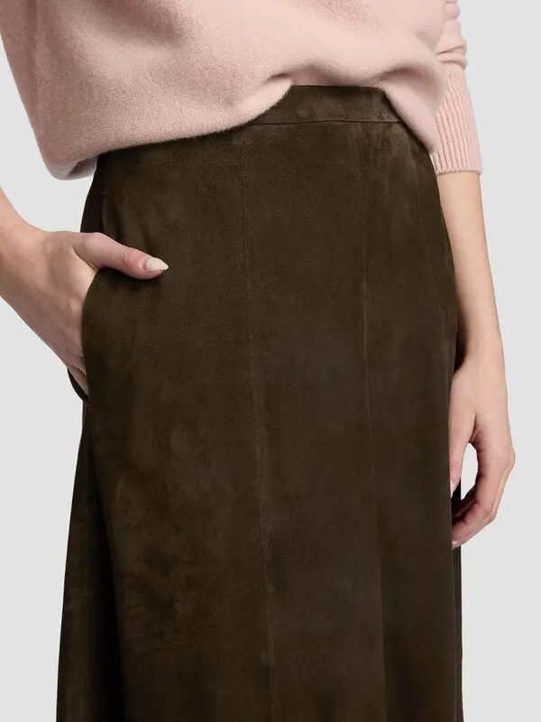 Vince Flared Suede Midi-skirt