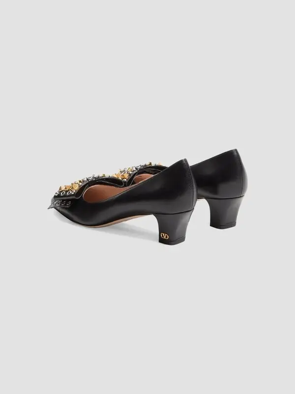 Valentino Garavani Bowow 45mm Pumps In Kidskin With Studs - Black