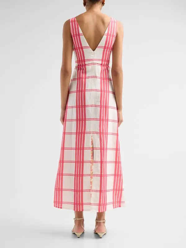 Verandah Bejewelled Linen Summer Maxi Dress