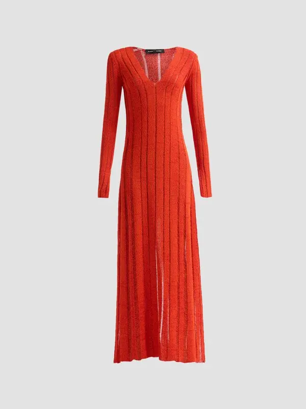 Proenza Schouler Maelle Drop Needle Tweed Maxi Dress - Red Multi