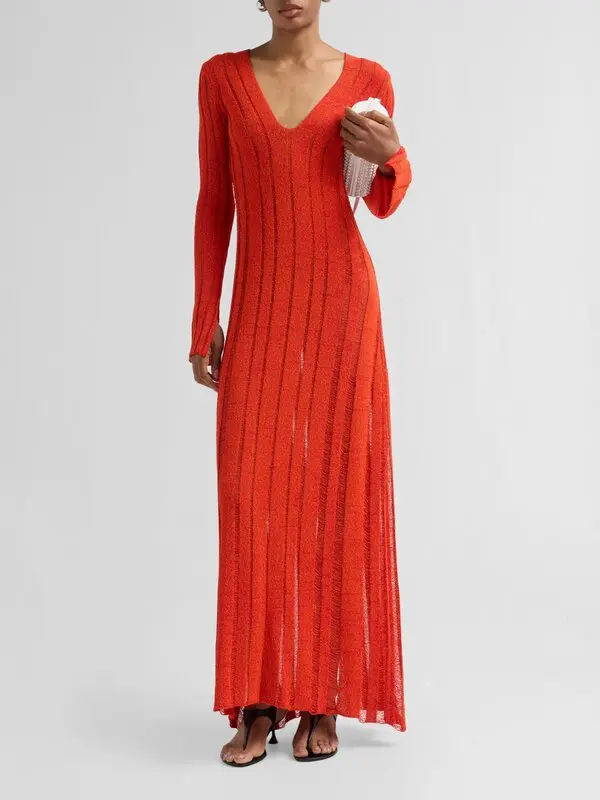 Proenza Schouler Maelle Drop Needle Tweed Maxi Dress