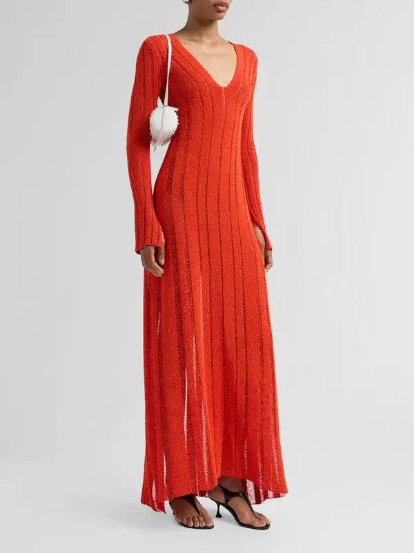 Proenza Schouler Maelle Drop Needle Tweed Maxi Dress