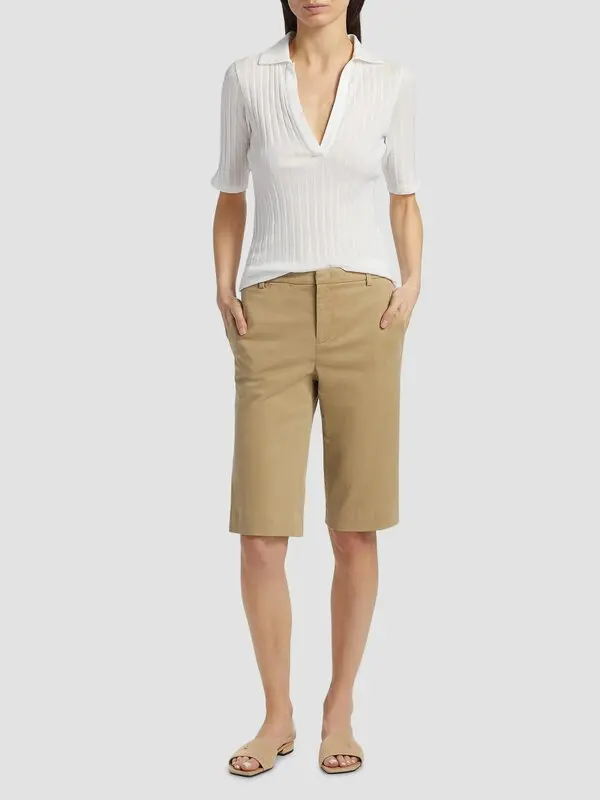 Vince Stretch-cotton Mid-rise Bermuda Shorts