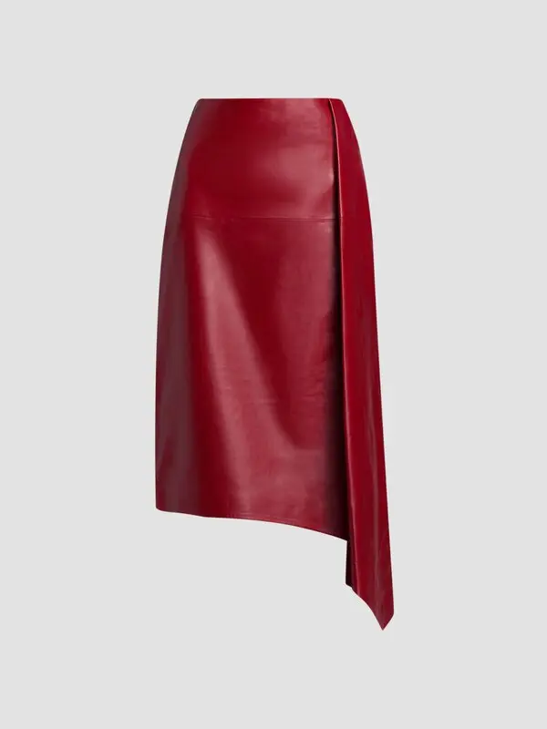 Co Scarf Pleat Leather Skirt - Cherry