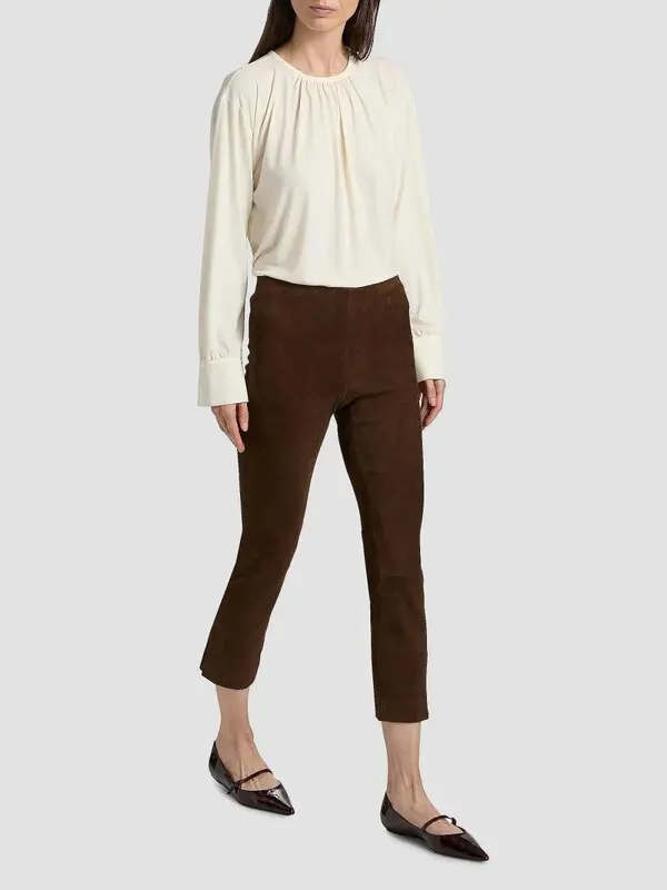 Vince Suede Split-hem Crop Pants - Chocolate