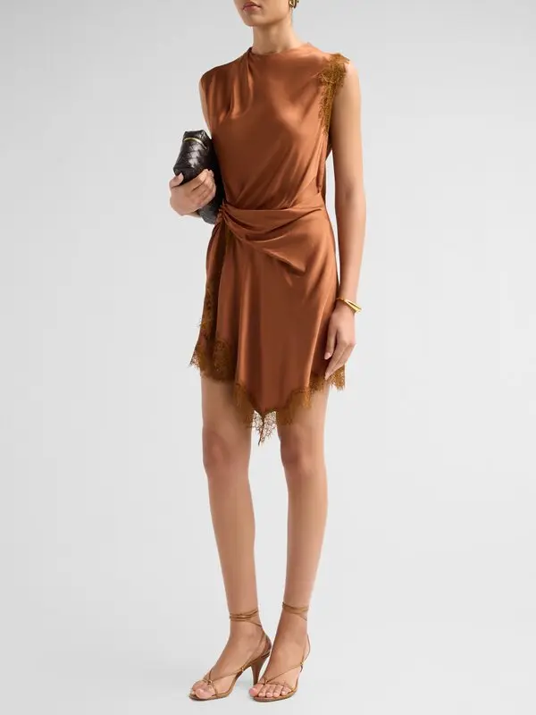 A.L.C. Dion Lace-trim Satin Mini Dress