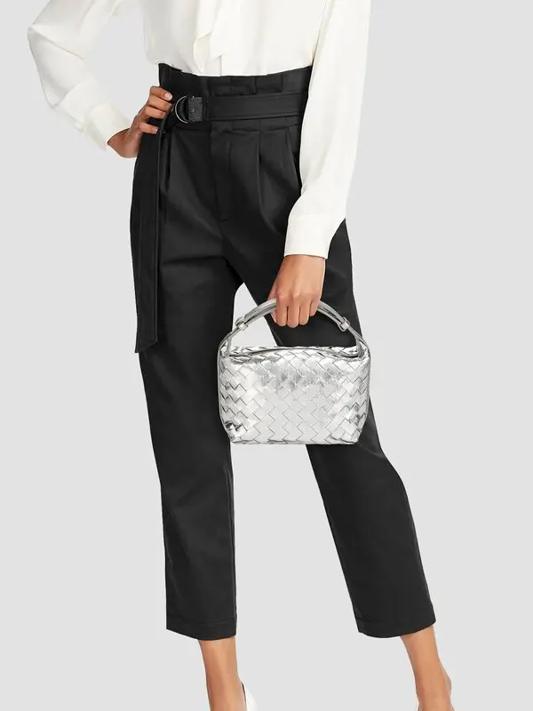 Bottega Veneta Mini Wallace Metallic Leather Top Handle Bag