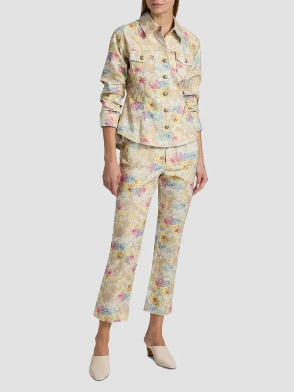Cinq À Sept Ikat Bouquet Dorothea Floral Crop Jeans