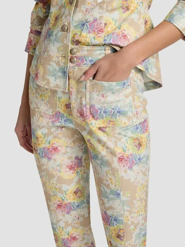 Cinq À Sept Ikat Bouquet Dorothea Floral Crop Jeans