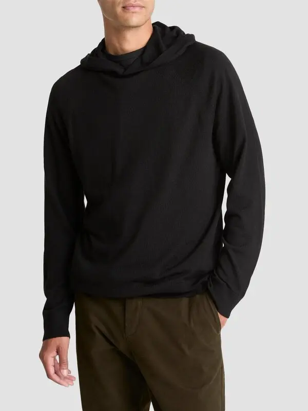 Vince Wool-cashmere Relaxed-fit Hoodie - Black