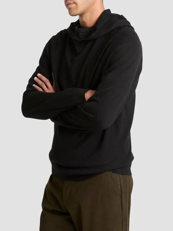Vince Wool-cashmere Relaxed-fit Hoodie - Black