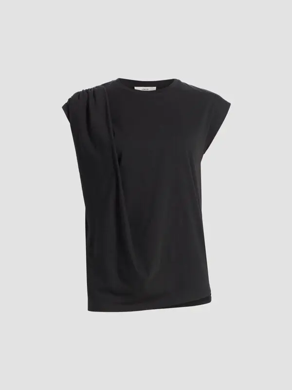 Vince Draped Cotton Top - Black