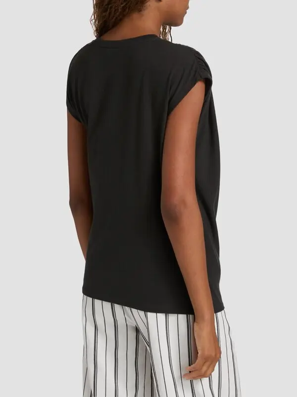 Vince Draped Cotton Top - Black