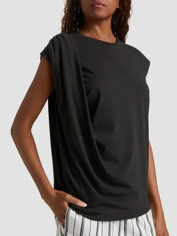 Vince Draped Cotton Top - Black