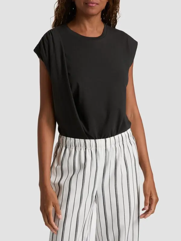 Vince Draped Cotton Top - Black