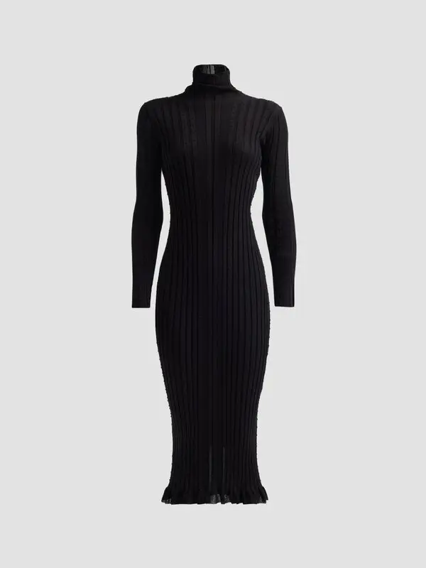 Proenza Schouler Monet Rib-knit Stretch-cotton Midi-dress - Black