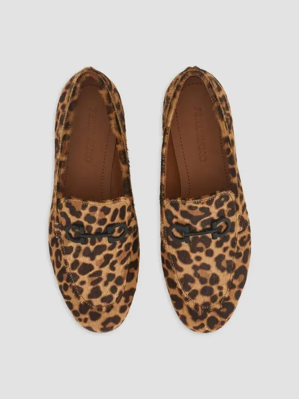 FERRAGAMO Soldy -print Calf Hair Leather Loafers