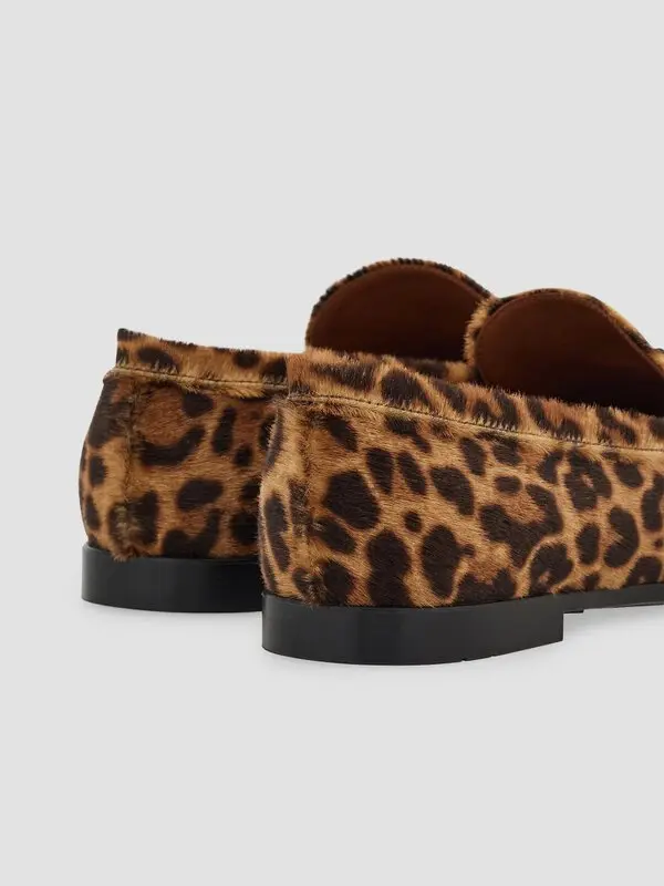 FERRAGAMO Soldy -print Calf Hair Leather Loafers
