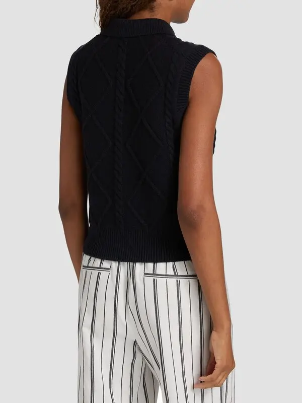 Vince Knit Wool-blend Polo Vest