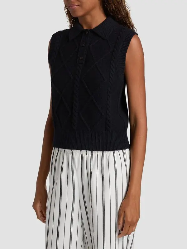 Vince Knit Wool-blend Polo Vest