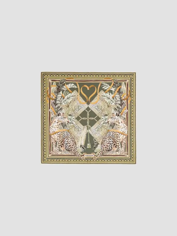 FERRAGAMO Leopard-print Silk Scarf