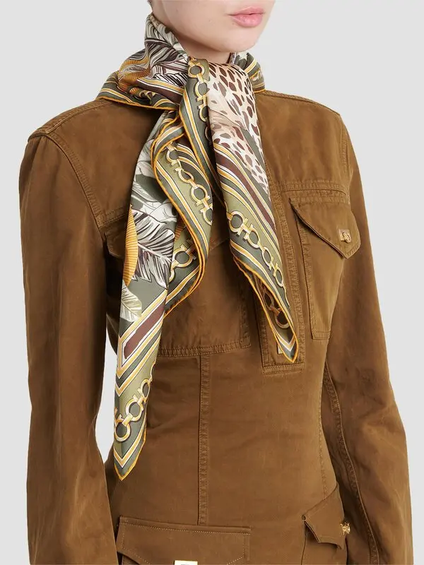 FERRAGAMO Leopard-print Silk Scarf