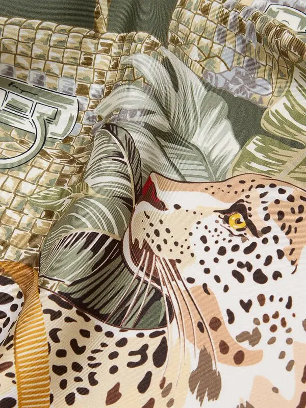 FERRAGAMO Leopard-print Silk Scarf