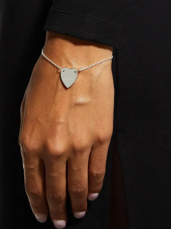 Gucci Heart Charm Sterling Bracelet