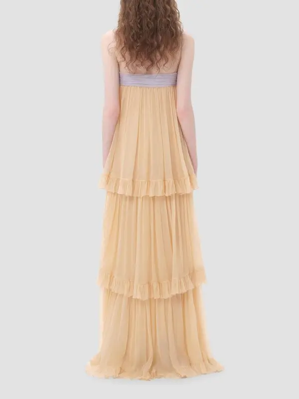 Valentino Garavani Embroidered Long Dress In Crepponne Chiffon