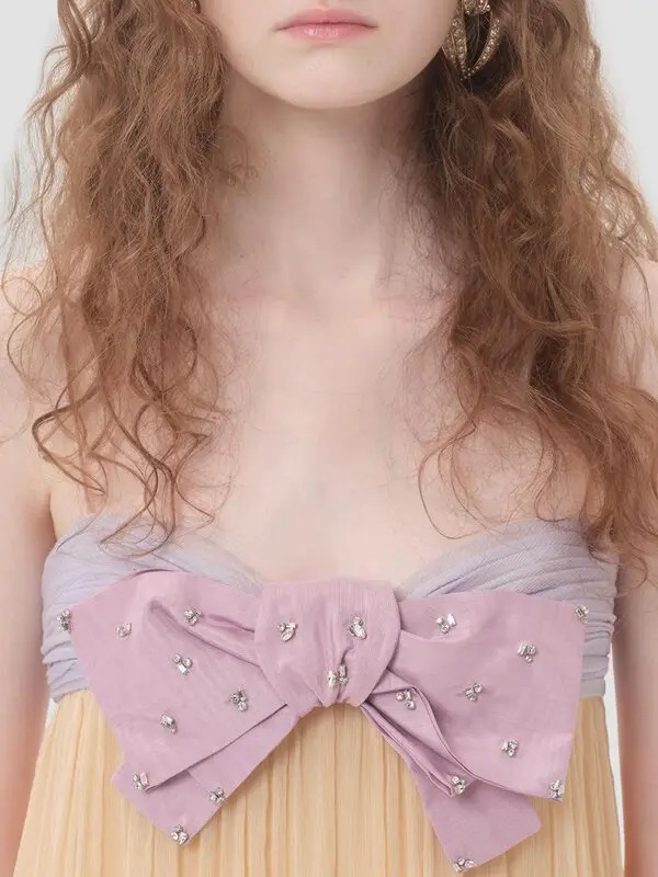 Valentino Garavani Embroidered Long Dress In Crepponne Chiffon