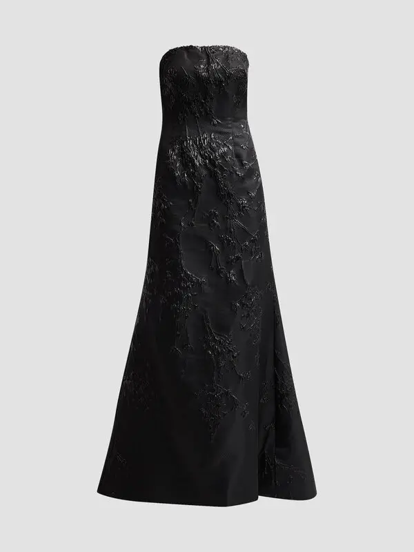 Rene Ruiz Collection Embellished Jacquard Strapless Gown