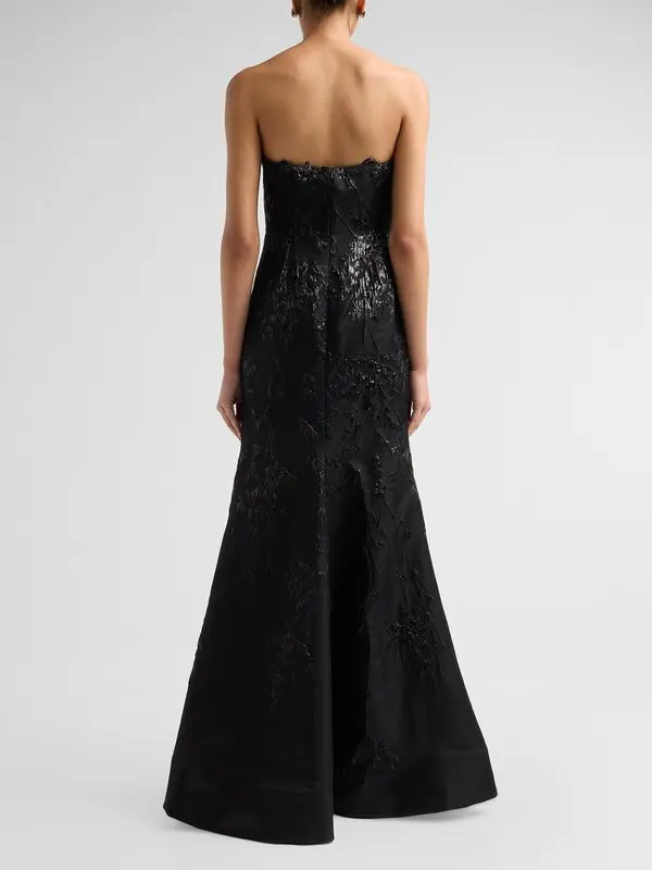 Rene Ruiz Collection Embellished Jacquard Strapless Gown