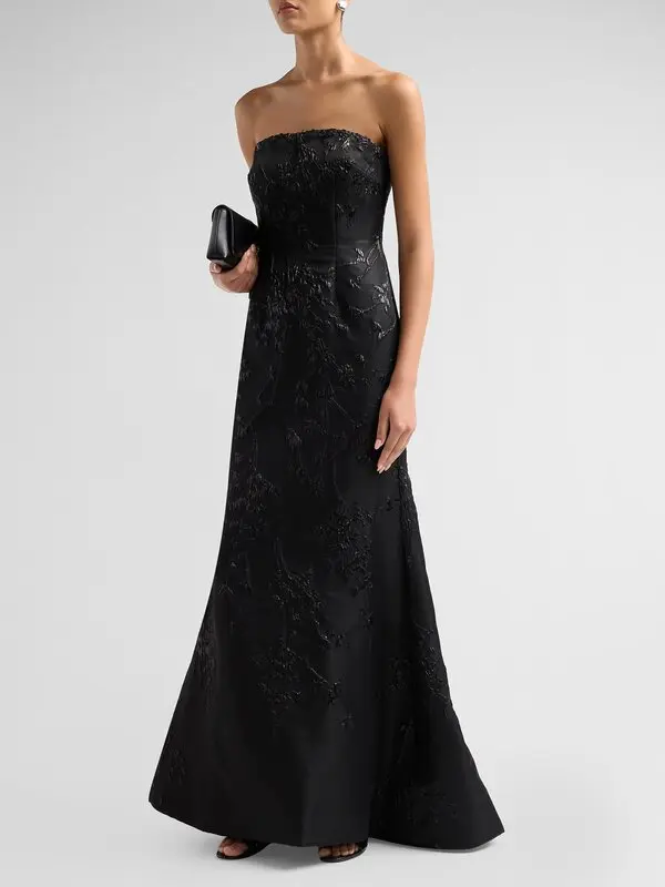 Rene Ruiz Collection Embellished Jacquard Strapless Gown