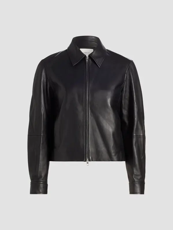 Vince Leather Zip-front Crop Jacket - Black