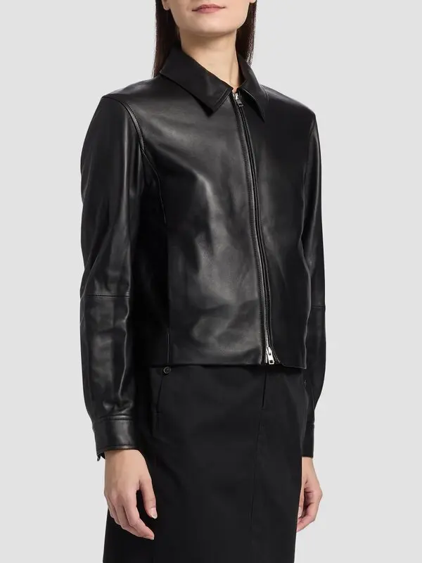 Vince Leather Zip-front Crop Jacket